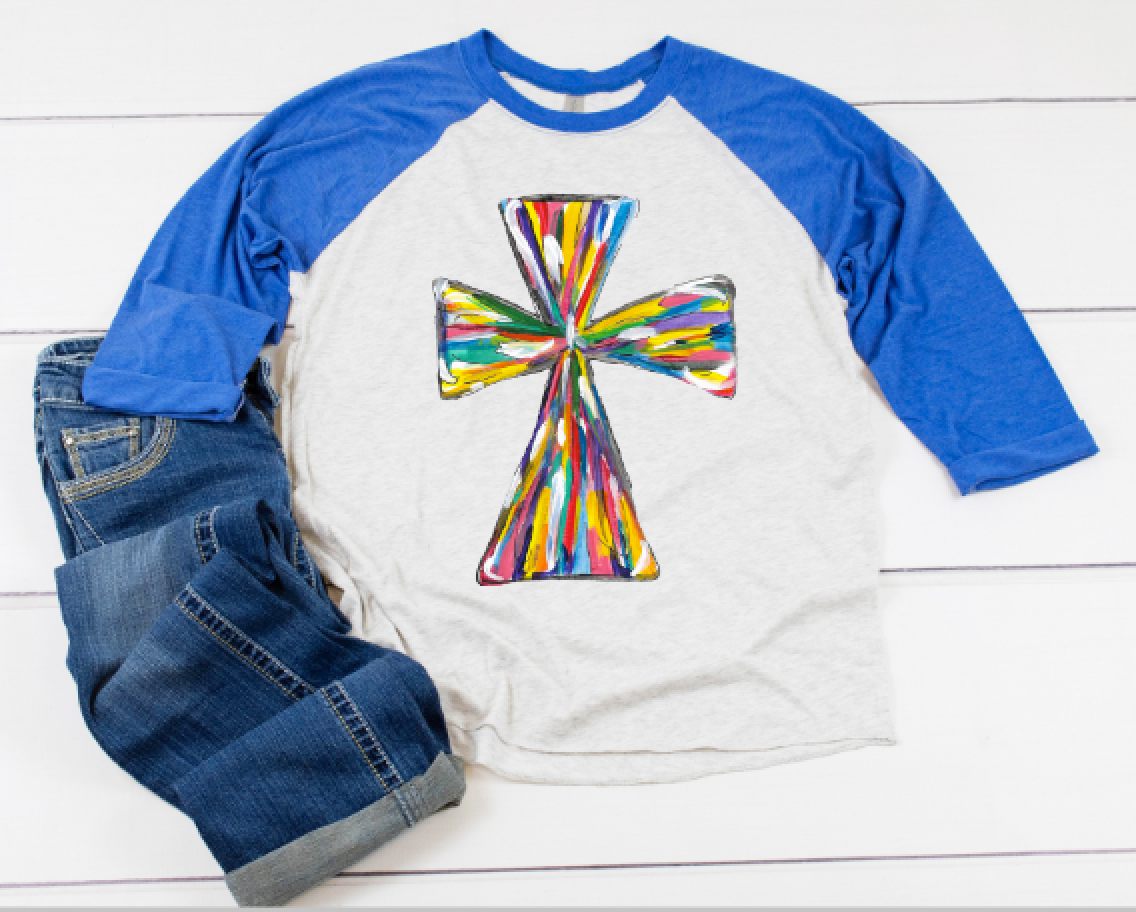 Watercolor Cross Raglan – The Ruffled Rhino